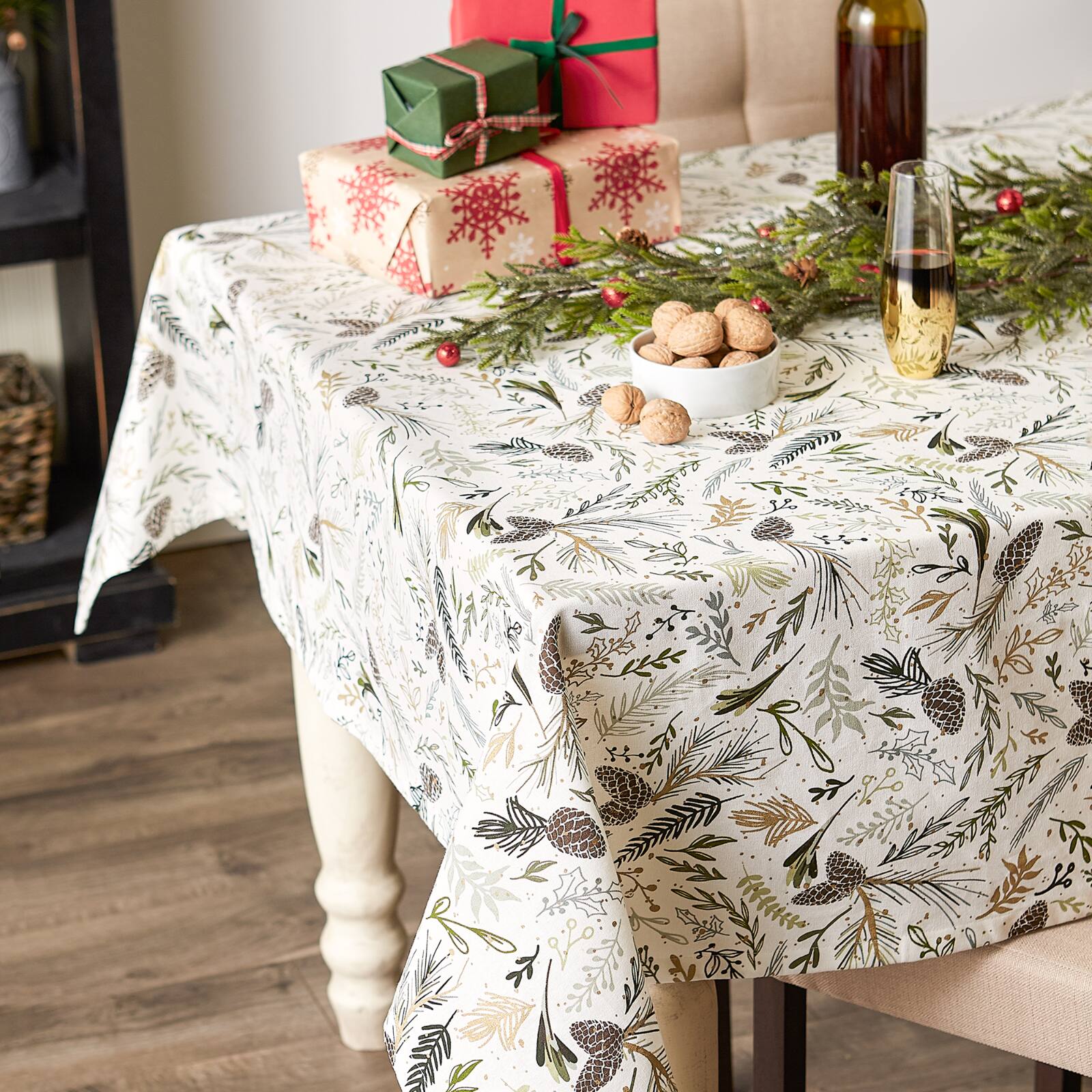 Sparkle Sprigs Printed Tablecloth, 52" x 52" | Michaels