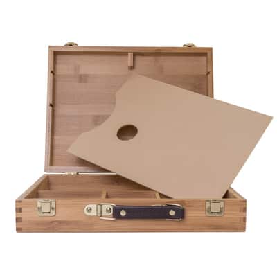 Pacific Arc 14" x 11" Bamboo Paint Box with Palette & 5 Compartments ...