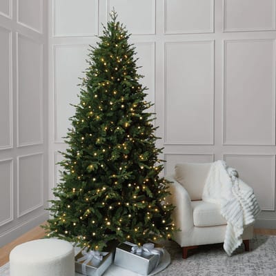 7.5ft. Pre-Lit Dewdrop Spruce Artificial Christmas Tree, Warm White LED ...