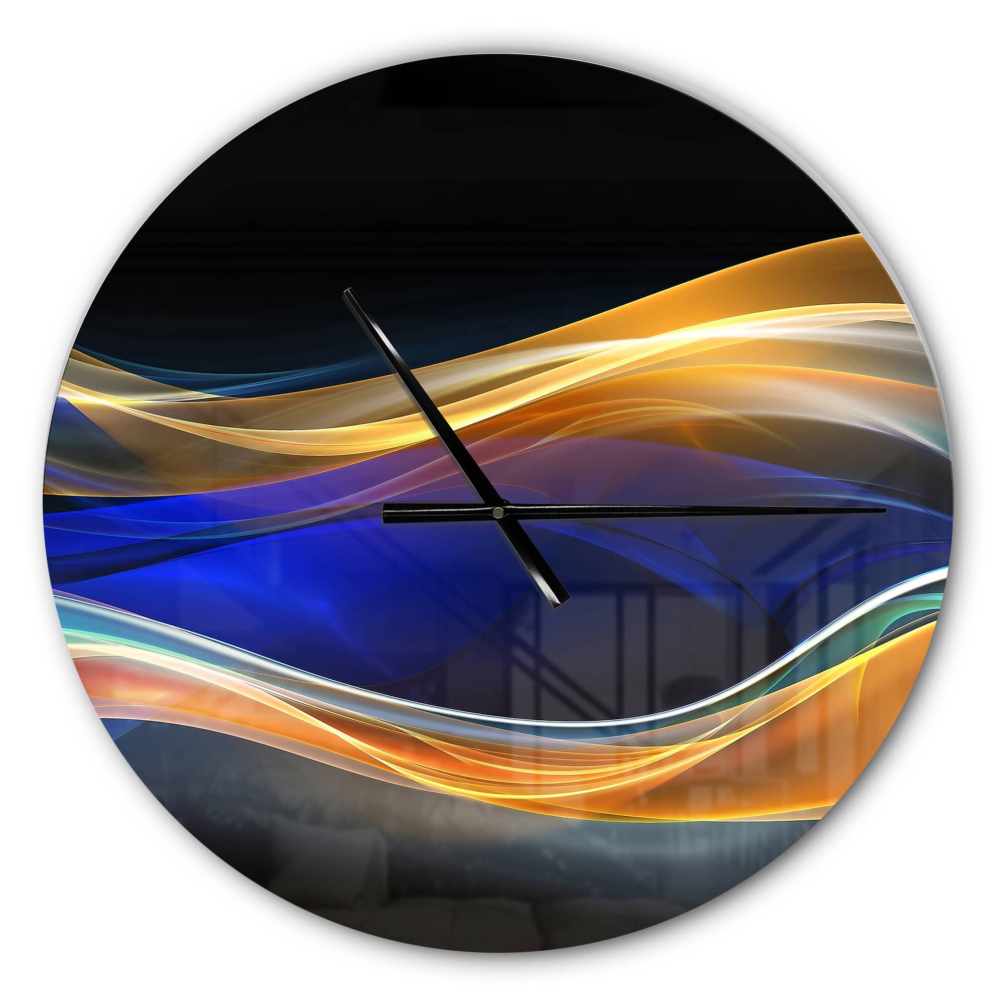 Designart 3D Gold & Blue Wave Design Modern Wall Clock | Michaels