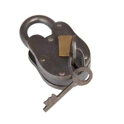 Grey Metal Industrial Lock and Key, 1" x 3" x 2" | Michaels