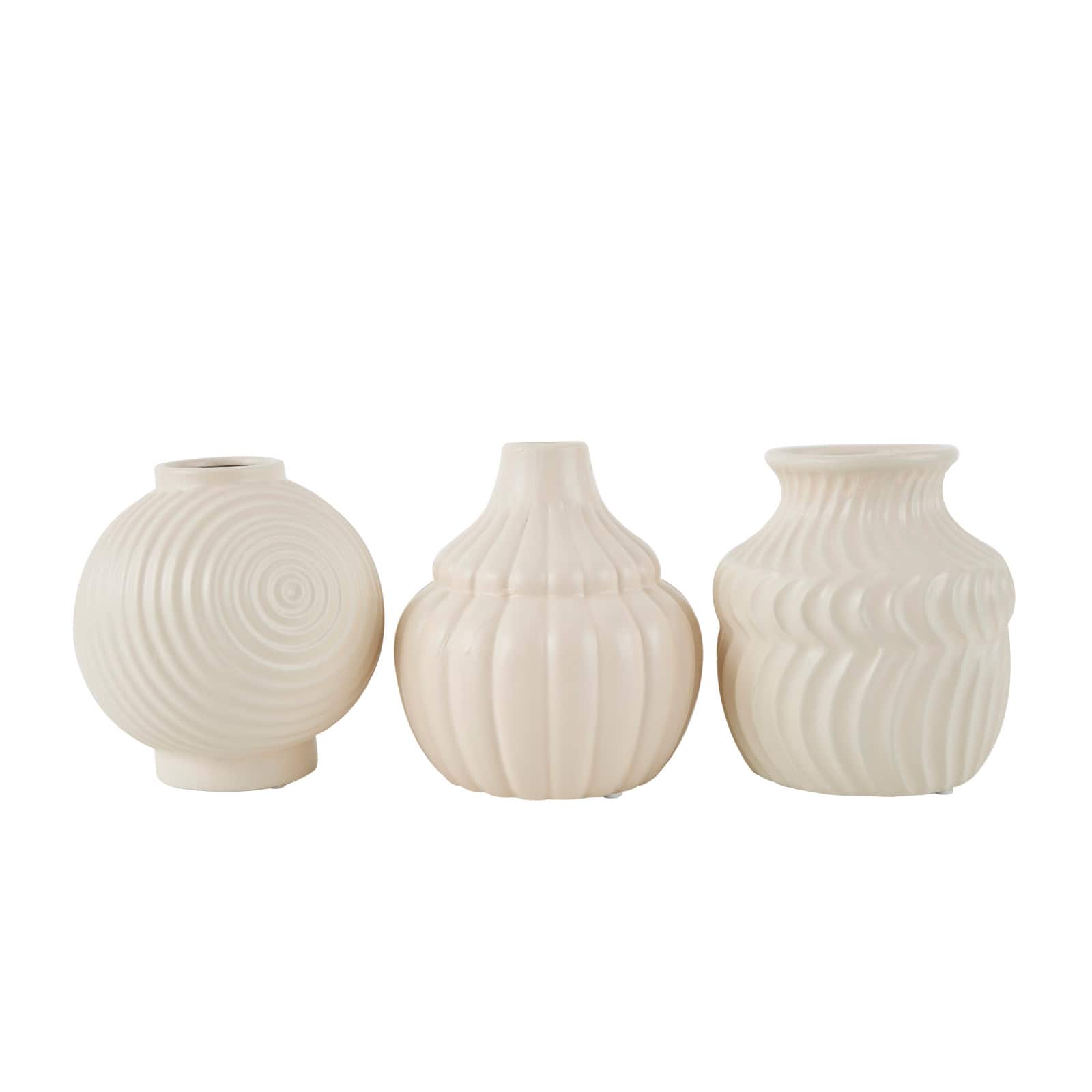 6" Cream Ceramic Abstract Textured Vase Set | Michaels