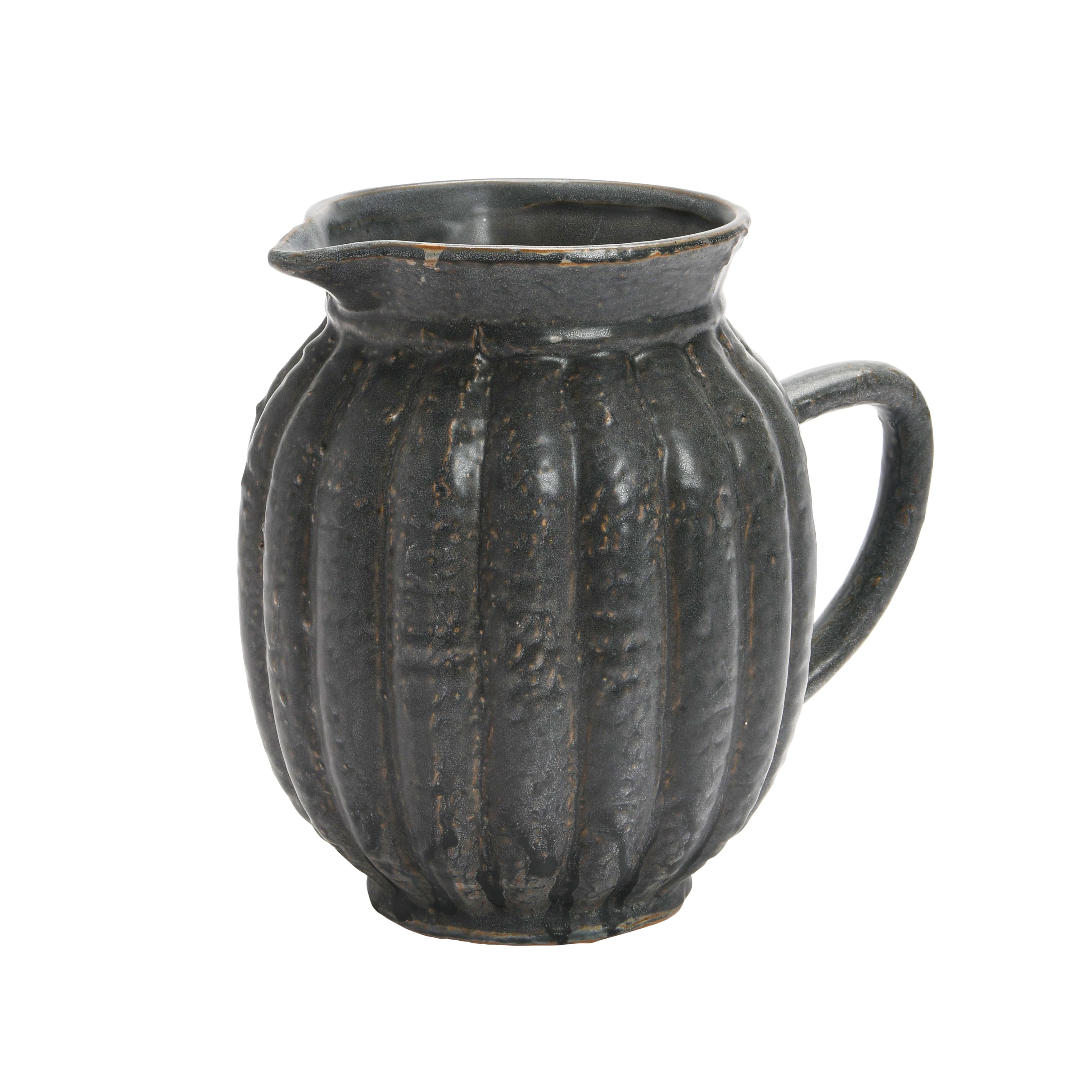 2.5qt. Matte Black Stoneware Fluted Pitcher | Michaels