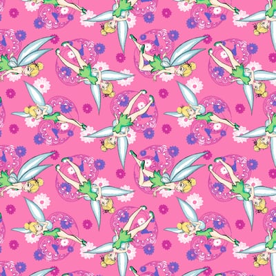 Disney® Tink Fashion Pink Tinkerbell Allover Cotton Fabric | Michaels