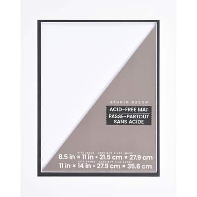 11" x 14" White & Black Double Mat by Studio Décor®, 8.5" x 11" Opening ...