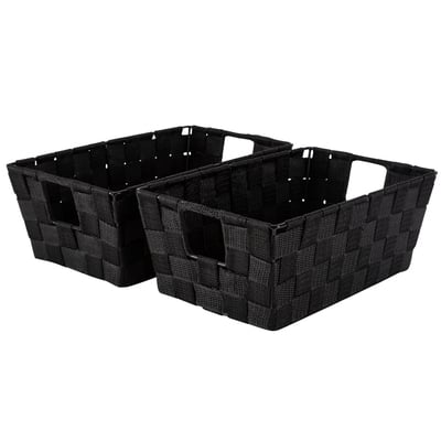 Simplify Small Black Woven Storage Shelf Baskets, 2ct. | Michaels