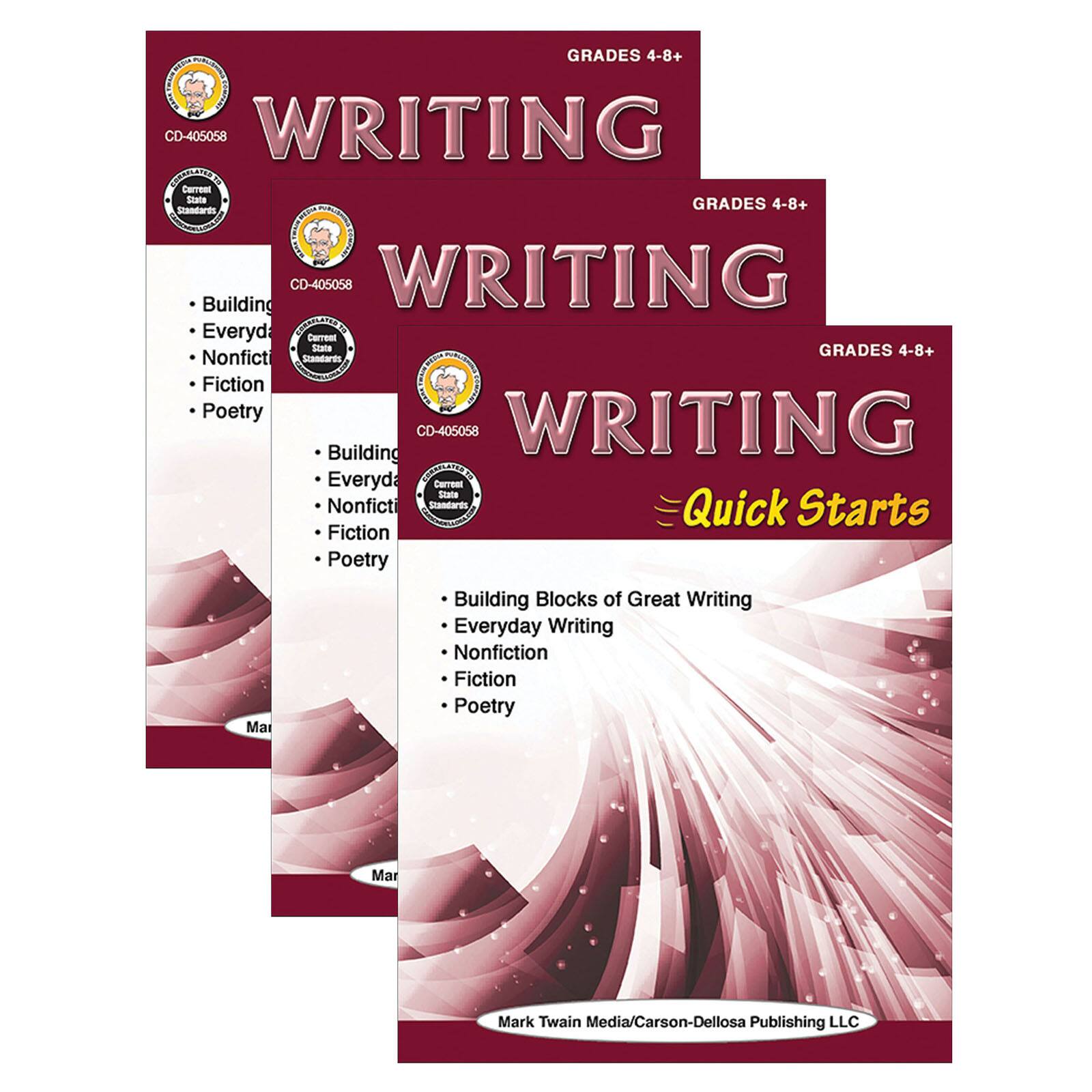 Mark Twain Writing Quick Starts Workbook, Grade 4-12, 3ct. | Michaels