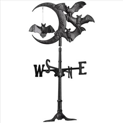 Design Toscano Roof Mount Crescent Moon Vampire Bats Metal Weathervane ...