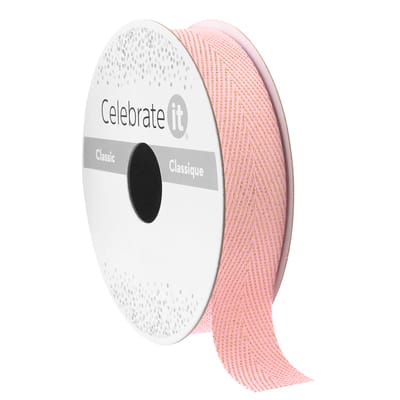 5/8" x 7yd. Pink Twill Ribbon by Celebrate It™ | Michaels