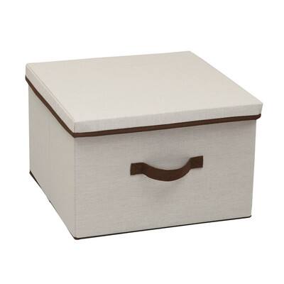 Household Essentials Canvas Storage Box with Lid, Size: 15" x 15" x 10 ...