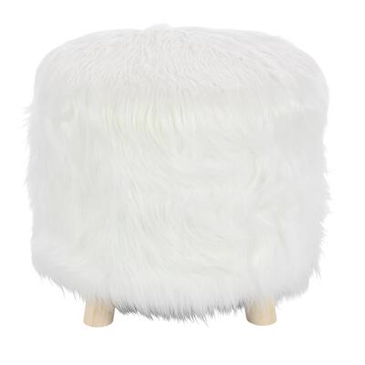19" White Faux Fur Contemporary Stool | Michaels
