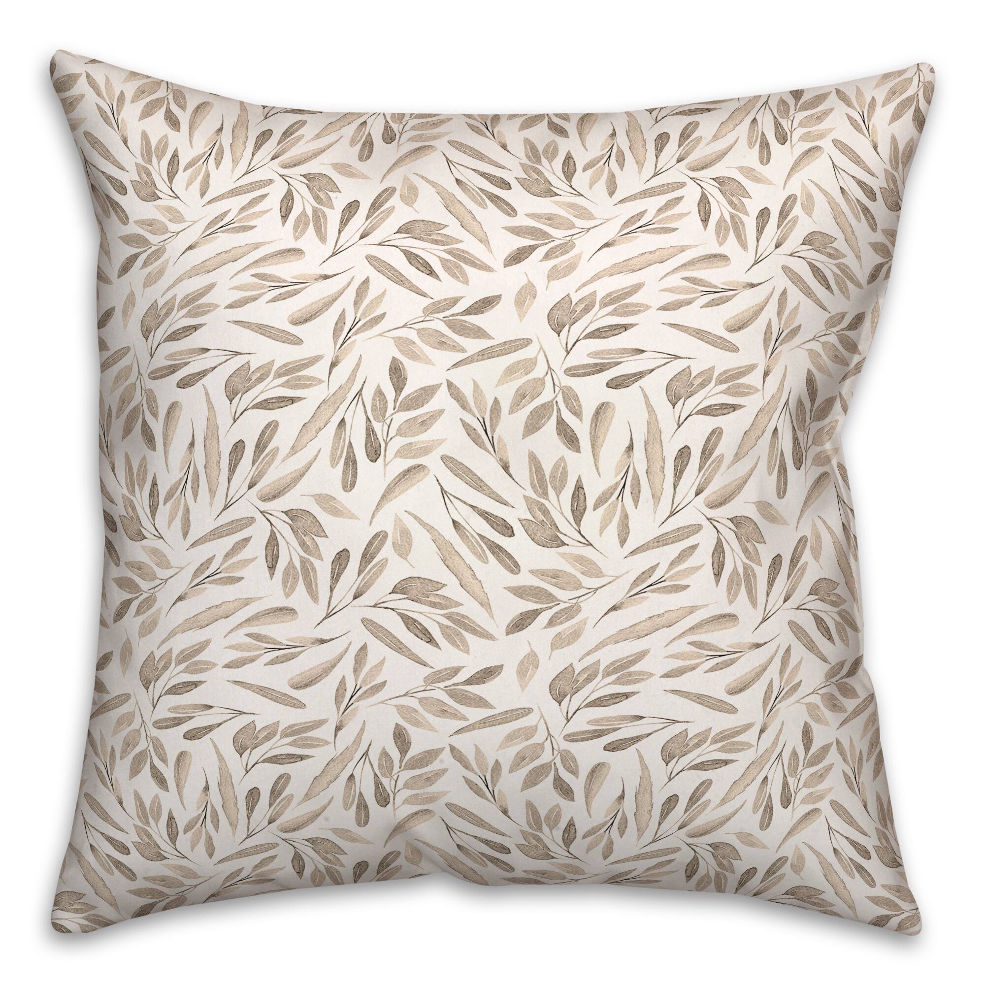 Greige Fall Leaves Gather Throw Pillow | Michaels