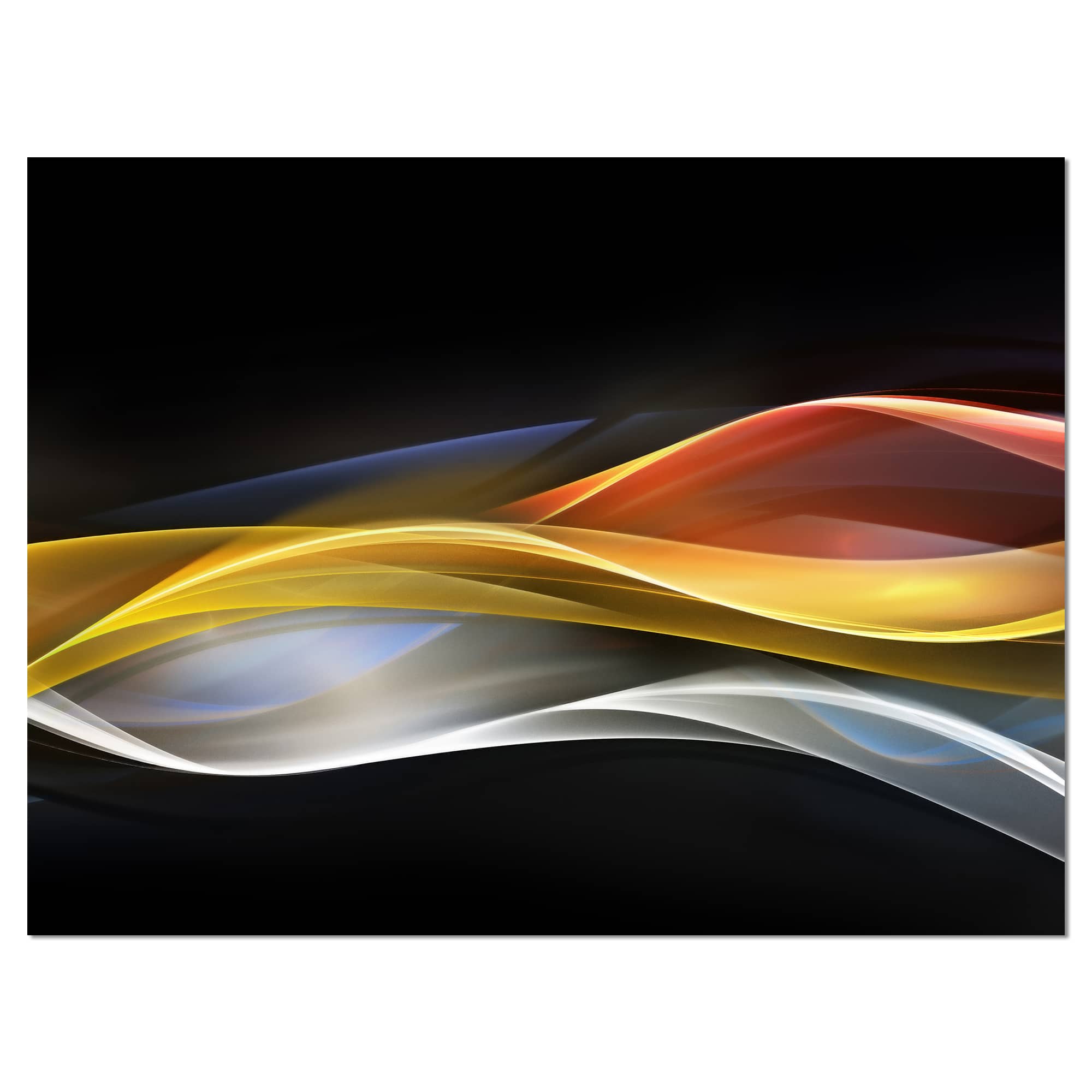 Designart - 3D Gold Silver Wave Design - Abstract Canvas art print ...