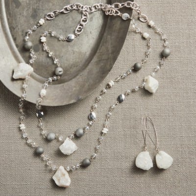 Silver and Snow Agate Long Necklace | Projects | Michaels