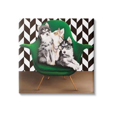 Stupell Industries Hipster Dogs Green Mod Chair Modern Room Interior ...