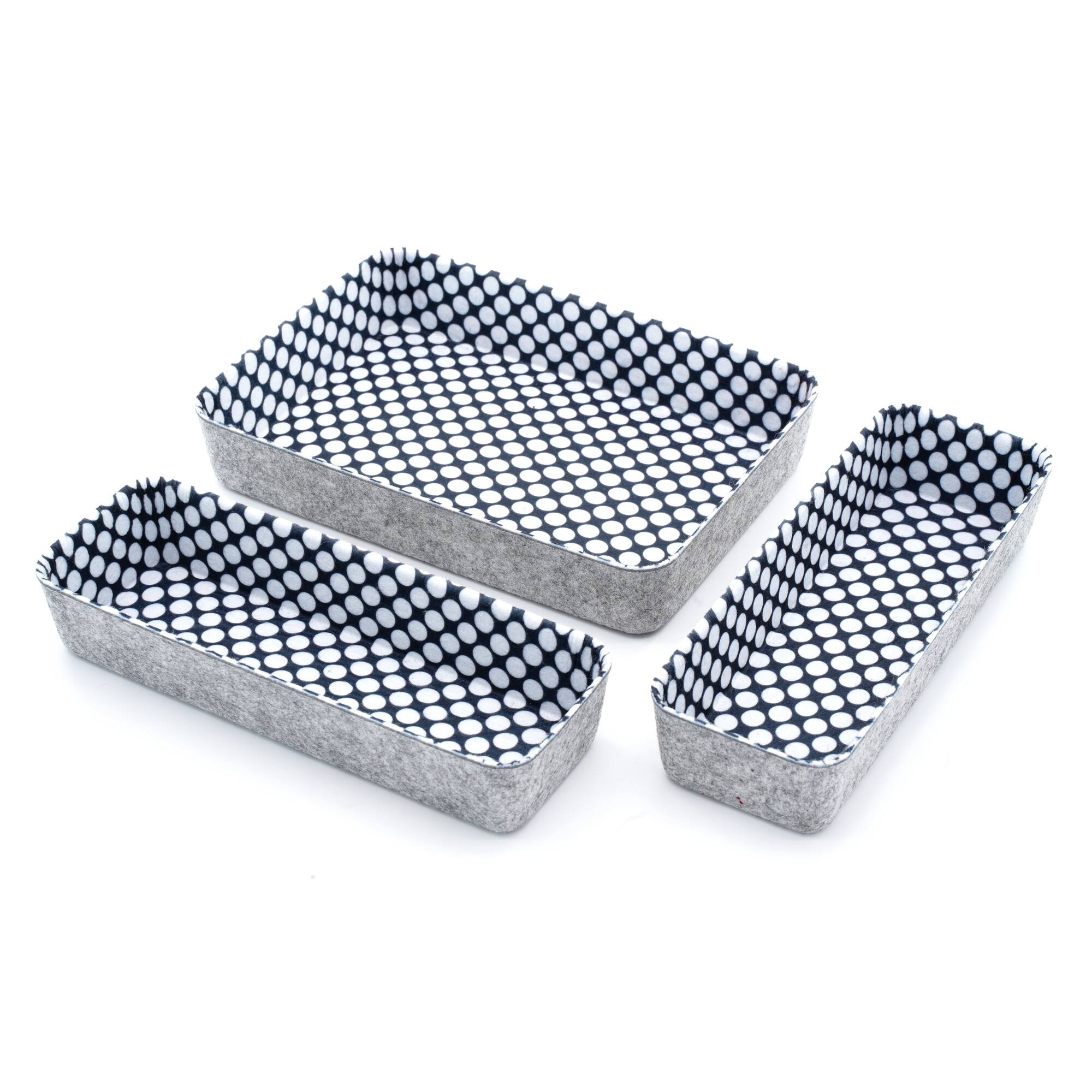 Welaxy Felt 3 Piece Polka Dot Drawer Organizer Set | Michaels