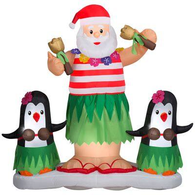 6ft. Airblown® Animated Inflatable Hula Santa & Penguins | Michaels