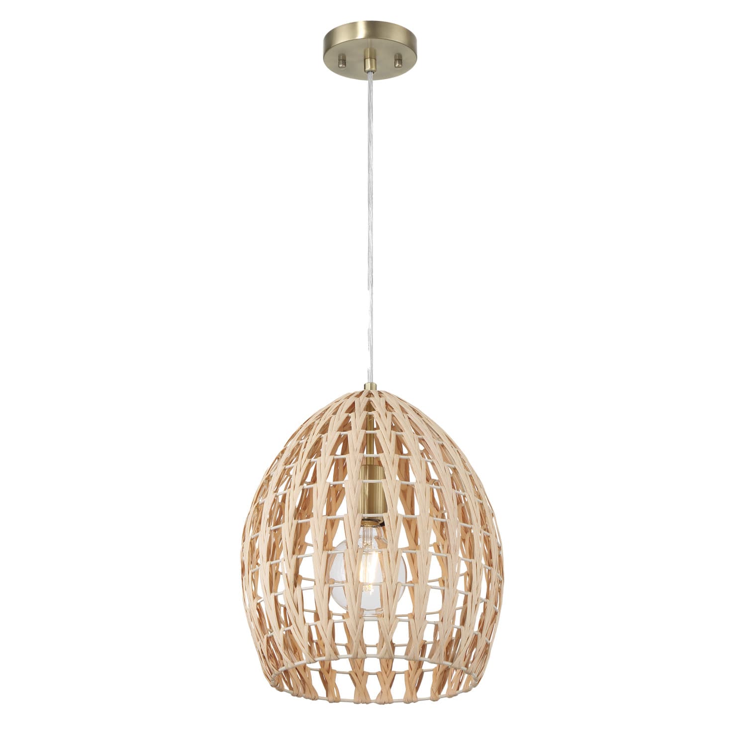 Hello Honey® Persephone Natural Metal & Handwoven Rattan Ceiling Light ...