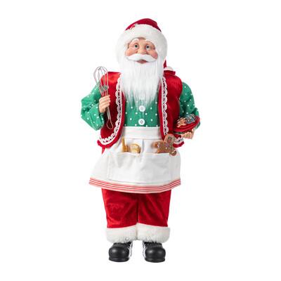 Glitzhome® 18"H Faux Fur Christmas Chef Santa Figurine | Michaels