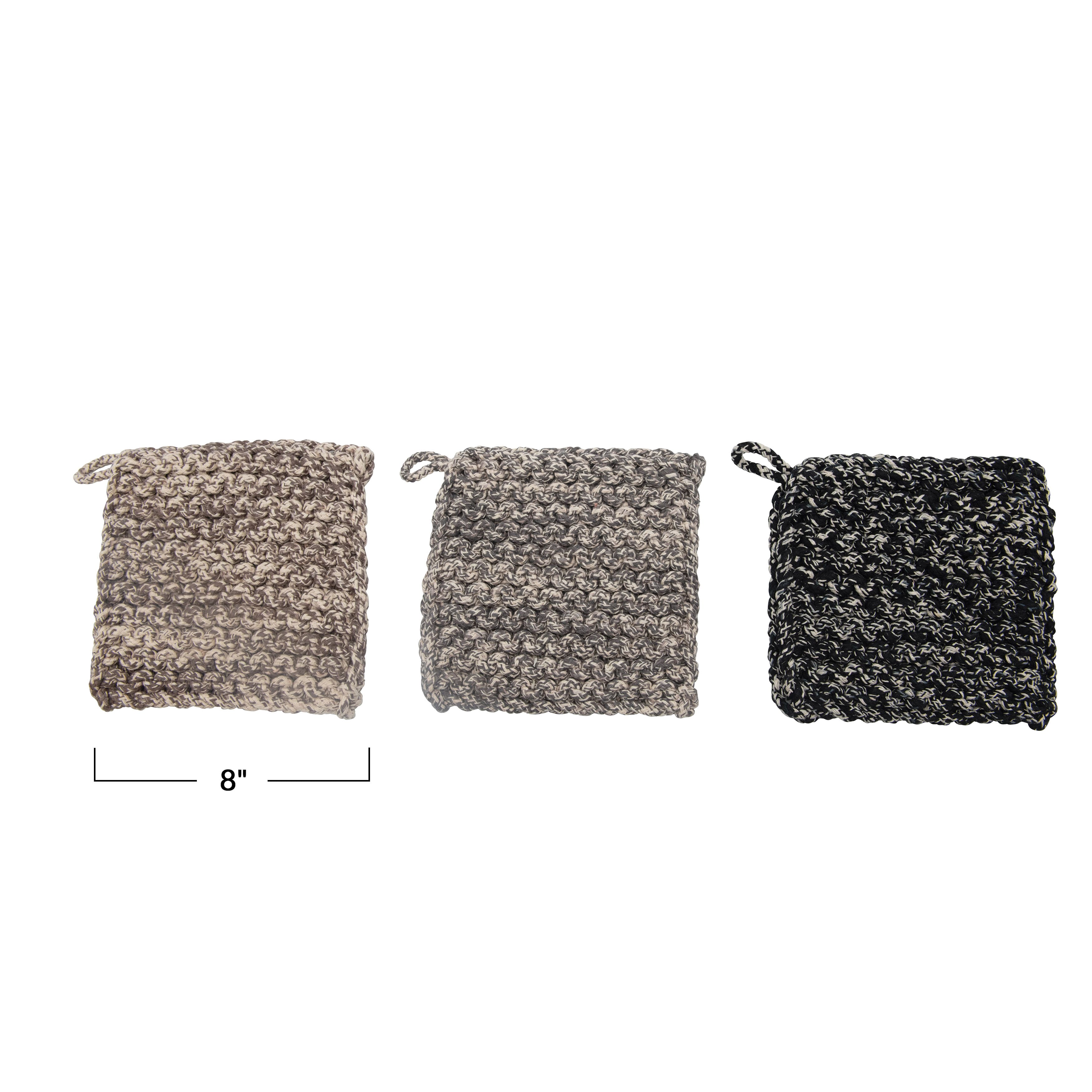Heather Grays Square Cotton Crocheted Potholder Set | Michaels