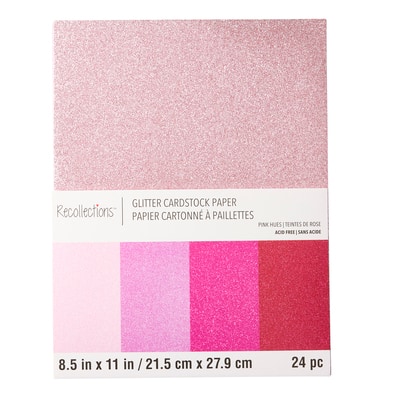 Pink Hues Glitter 8.5" x 11" Cardstock Paper by Recollections™, 24 ...