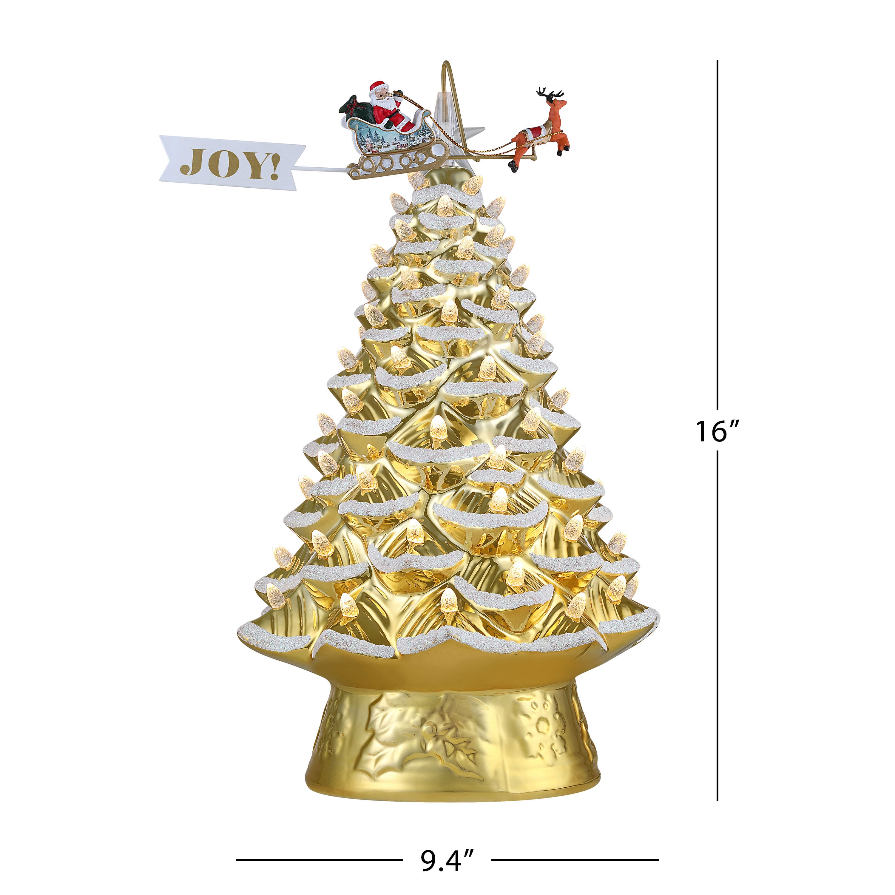 90th Anniversary Collection Gold 16" Ceramic LED Tree with Animated ...