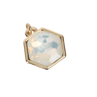 14K Gold Plated White Opal Austrian Crystal Hexagon Charm by Bead Landing™ | Michaels