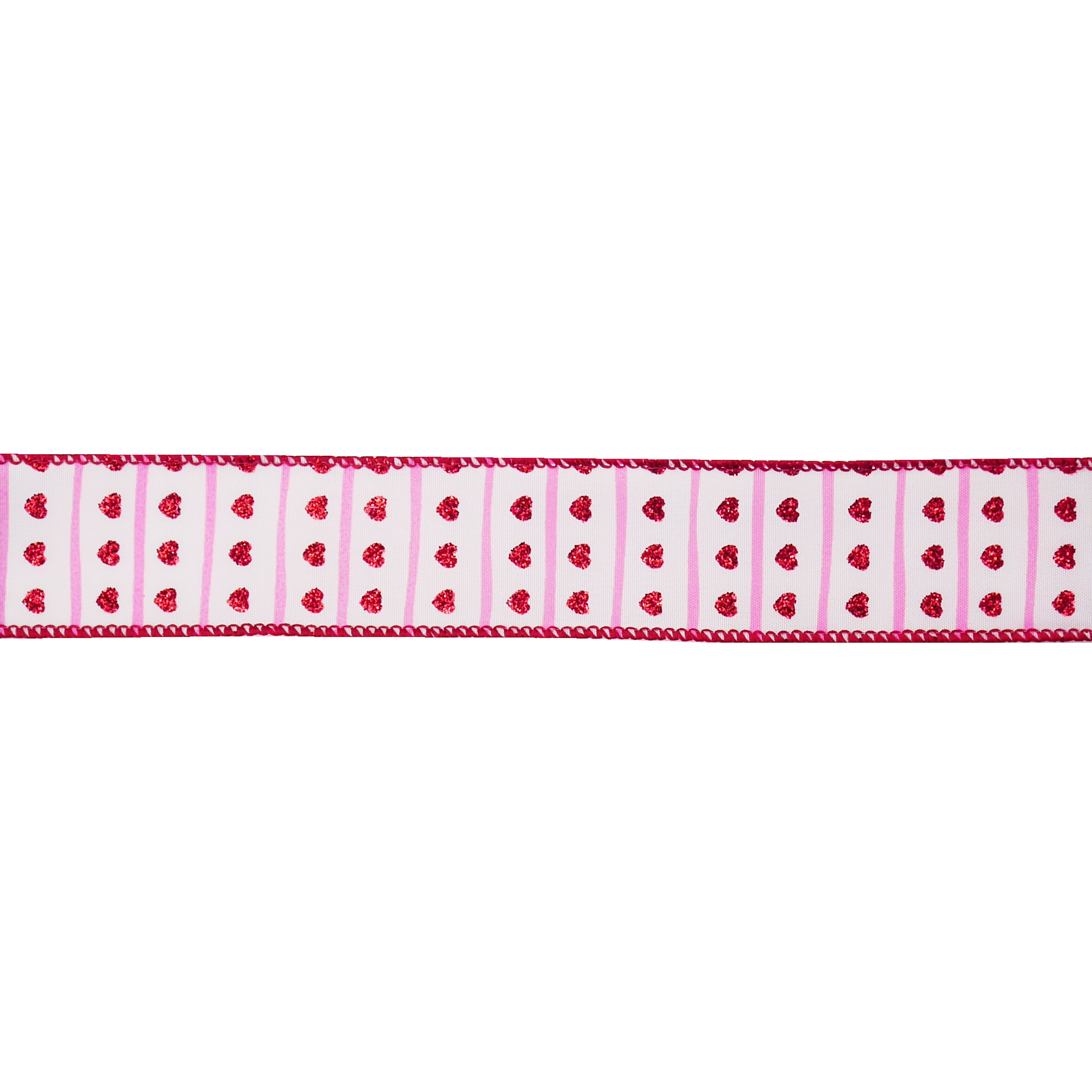 1.5" x 30ft. Pink Stripes & Red Hearts Wired Ribbon by Celebrate It ...