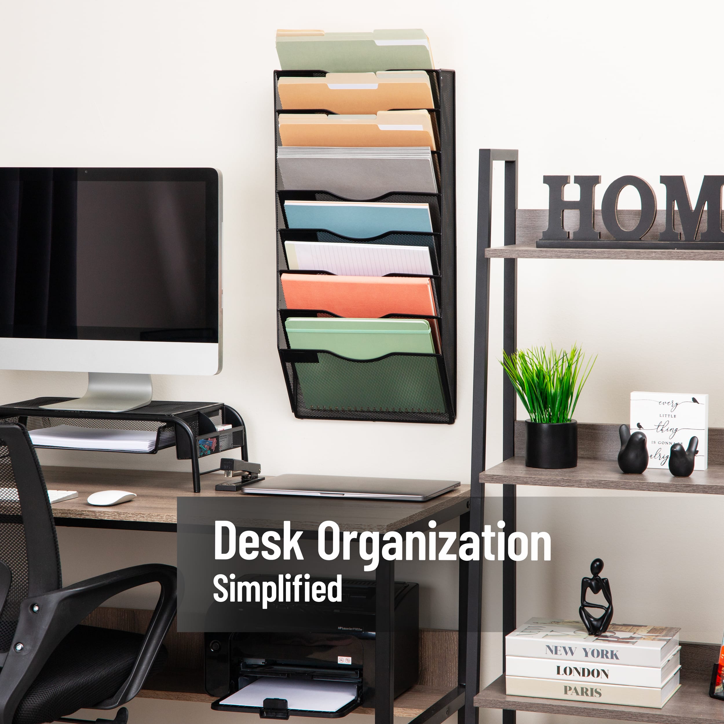 Mind Reader Wall File Organizer, 8 Pocket Hanging Document Rack, Office ...