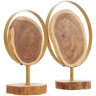 Brown Wood Abstract Handmade Live Edge Slab Sculpture Set | Michaels