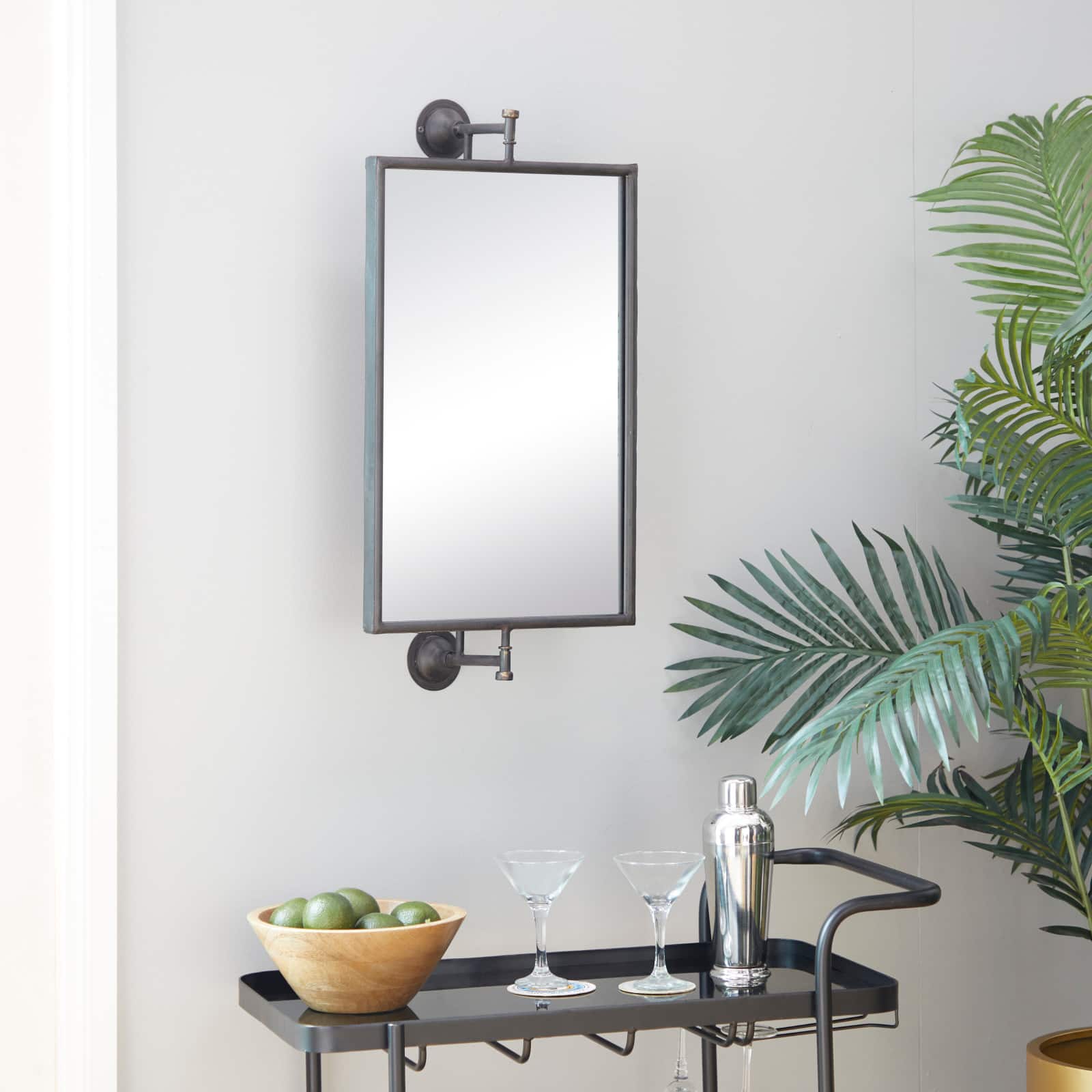 28" Black Wood Industrial Wall Mirror | Michaels