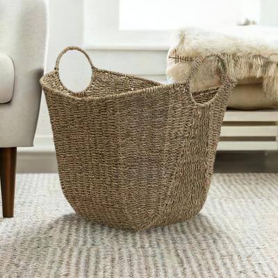 Household Essentials 17.5" Natural Woven Seagrass Basket with Handles ...