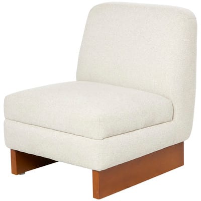 White Boucle Accent Chair with Brown Wooden Legs | Michaels