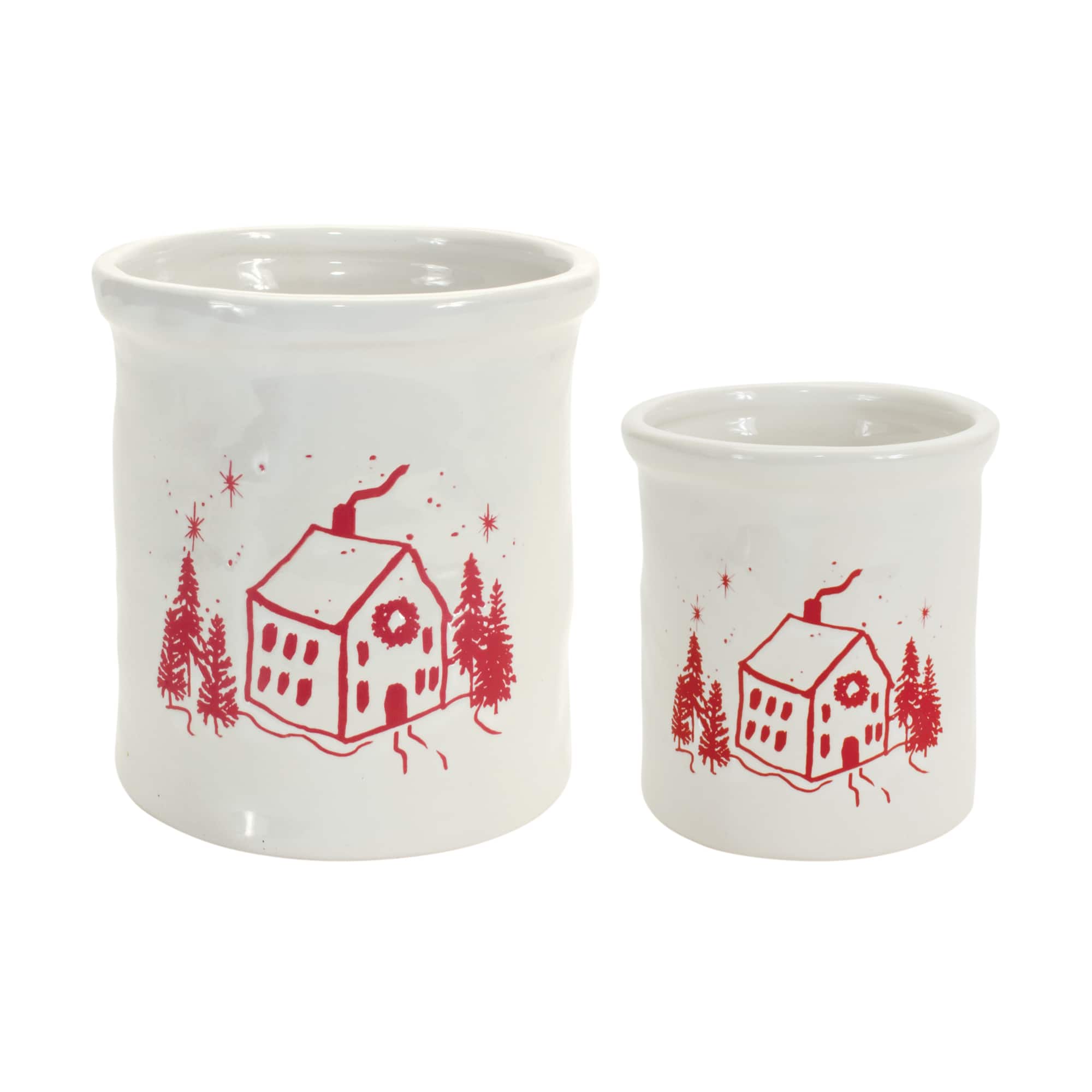 Crock Containers With House Image Set, 4ct. | Michaels