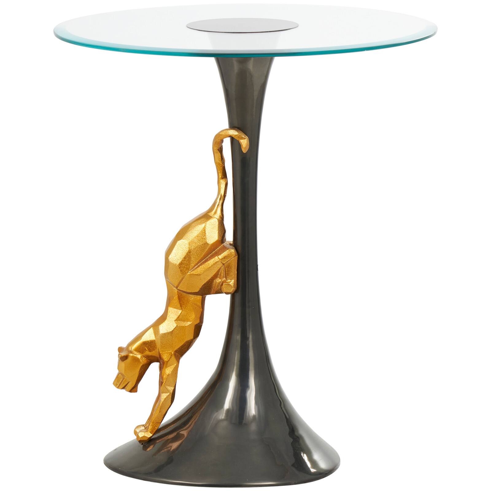 24" Black & Gold Leopard Accent Table | Michaels