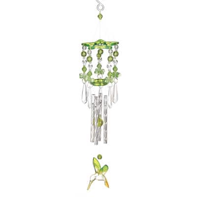 13" Green Hummingbird Wind Chimes | Michaels