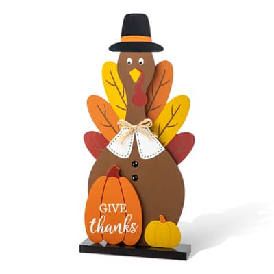 Glitzhome® 31" Thanksgiving Wooden Turkey Porch Décor | Michaels