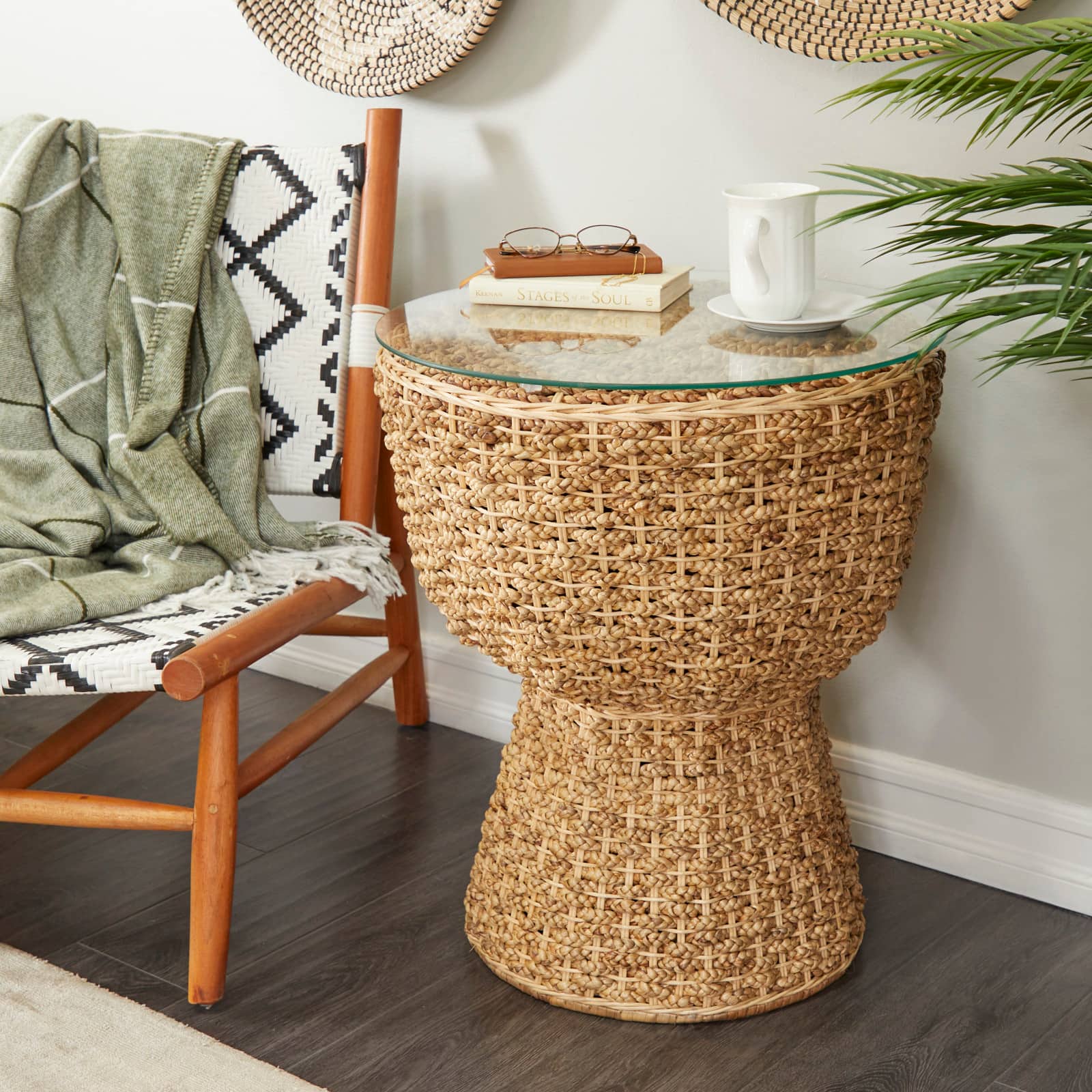 Brown Seagrass Bohemian Accent Table 24" x 20" x 20" | Michaels