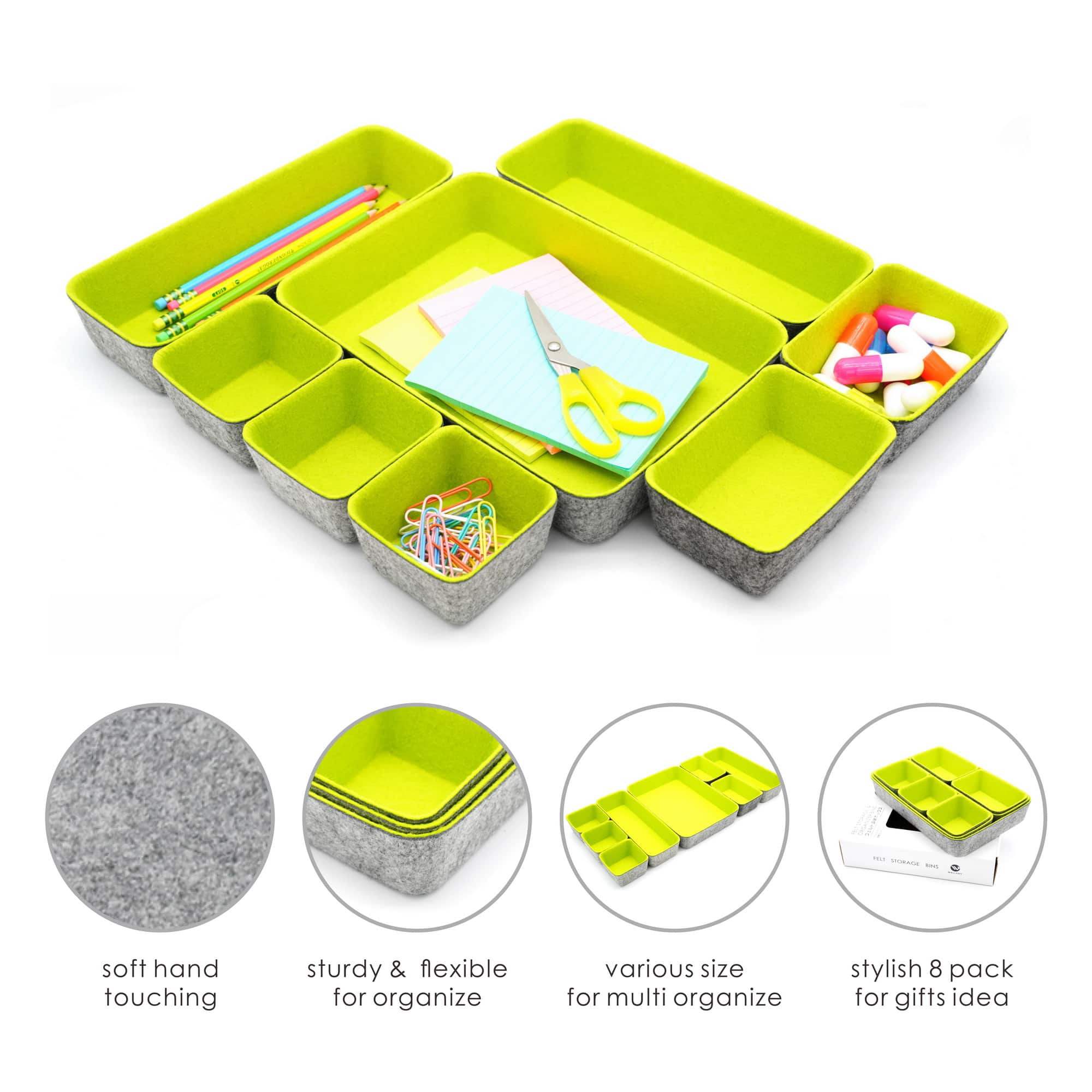 Welaxy Felt 8 Piece Drawer Organizer Tray Set | Michaels