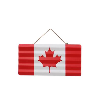 Décoration murale en étain représentant le drapeau du Canada de 16 po ...