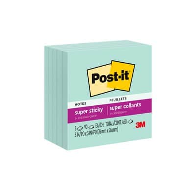 Post-it® 3" x 3" Super Sticky Notes, 5 Pack, Color: Fresh Mint | Michaels