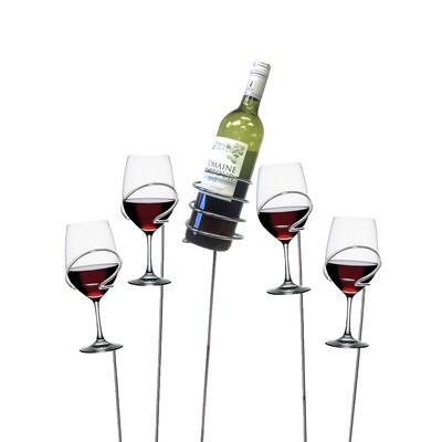 Mind Reader Silver 5-Piece Set Picnic Metal Wine Sticks Holder for Wine ...