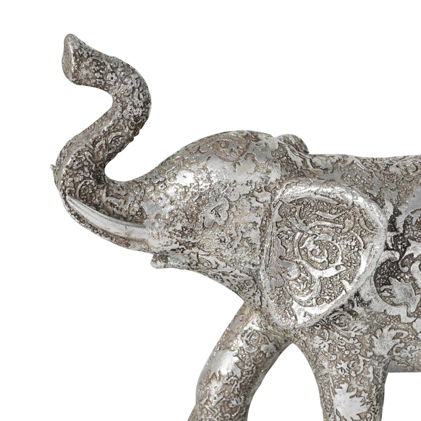10" Silver Elephant Engraved Floral Sculpture | Michaels
