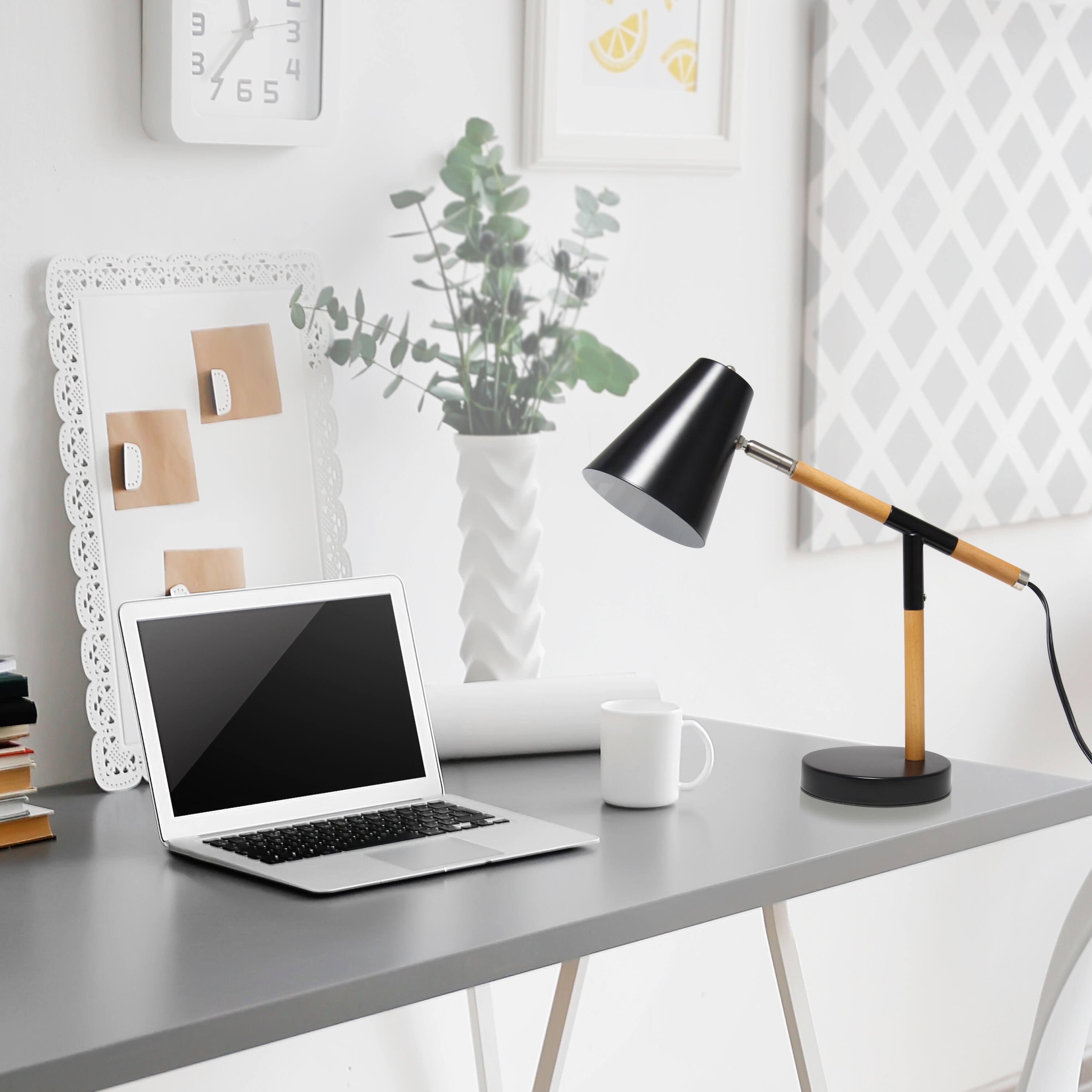 Simple Designs 16.7" Wooden Pivot Desk Lamp | Michaels