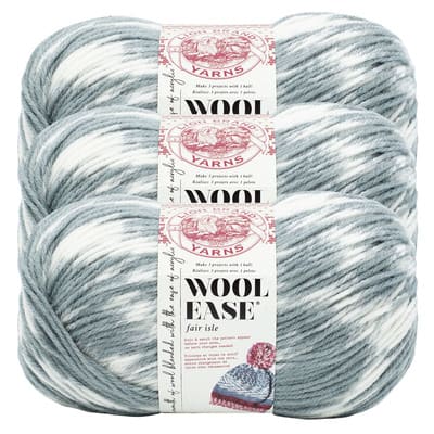 3 Pack Lion Brand® Wool Ease® Fair Isle Yarn, Color: Thaw and Medium ...