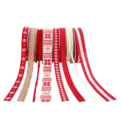8ft. Natural & Red Value Pack Ribbon by Celebrate It® | Michaels