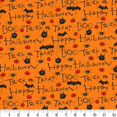 Fabric Traditions Halloween Orange Happy Halloween Home Décor Fabric ...