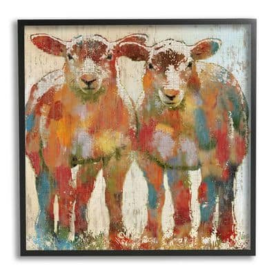 Stupell Industries Abstract Sheep Pair Contemporary Rustic Patchwork ...