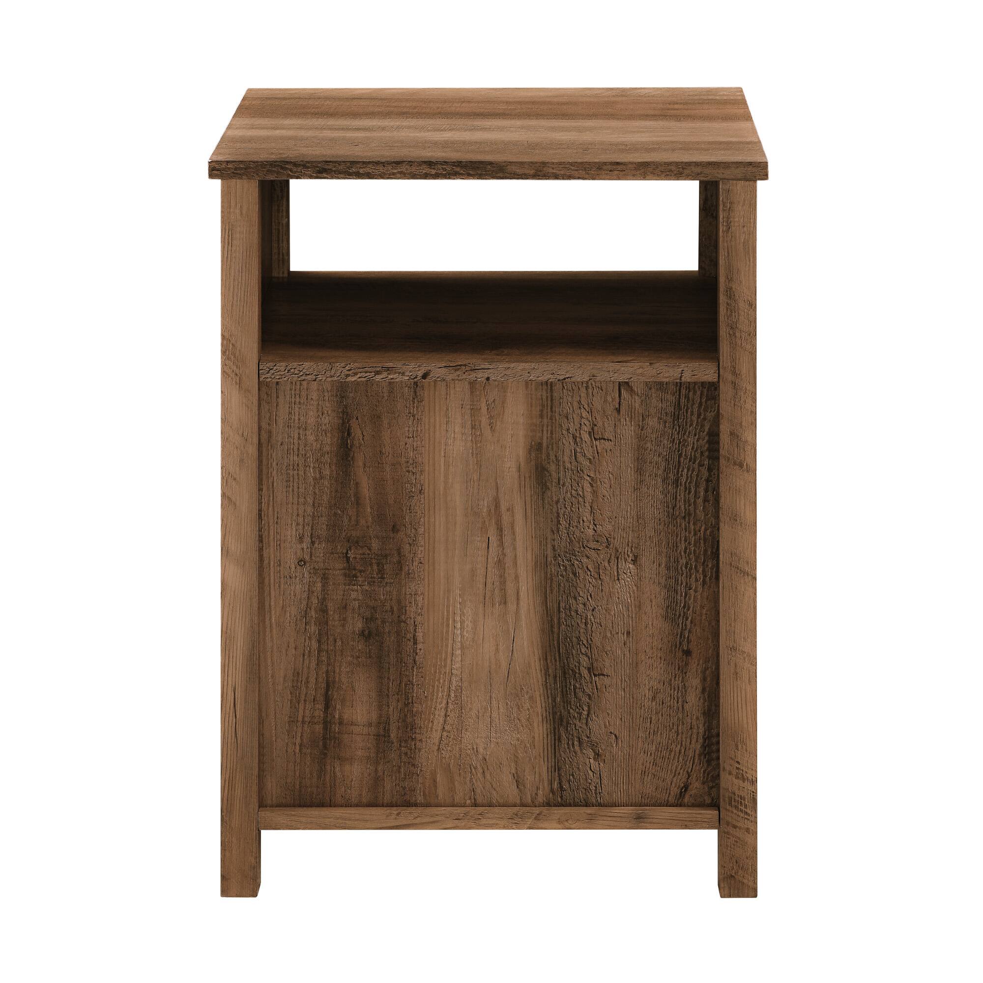 Walker Edison 18" Reclaimed Barn Wood Side Table with Grooved Door ...