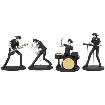 Black Polystone Rock Band Musician Sculpture with Gold & Silver Accents ...